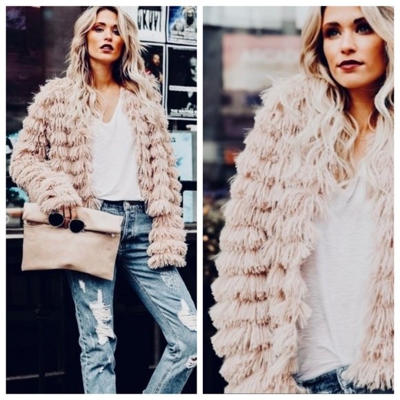 Fantastic Fawn | Jackets & Coats | Fantastic Fawn Blush Pink Shaggy Fur ...
